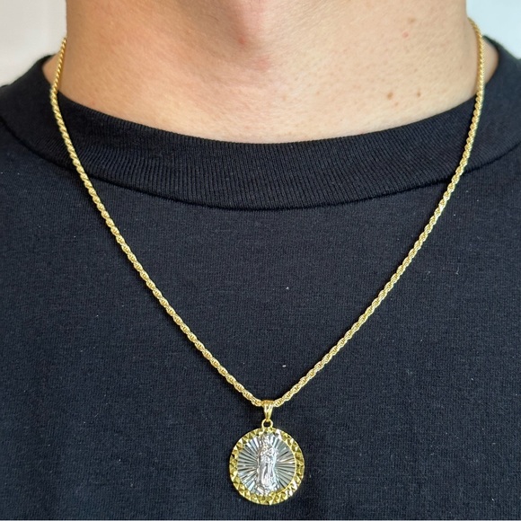Accessories | Gold Chain 14k Gold Vermeil Rope Chain And Virgin Mary ...